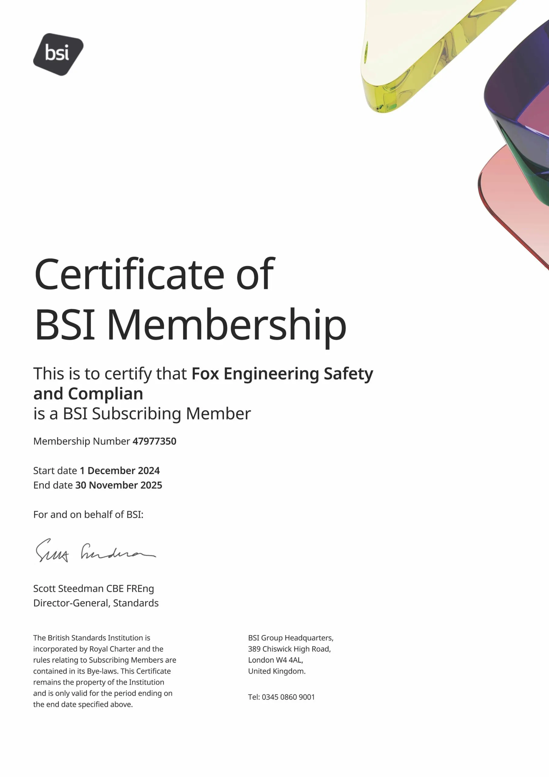 British Standards Institution – Fox Engineering Safety